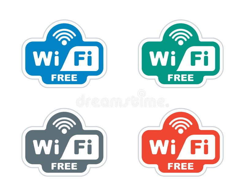 Colored Wi-Fi Stickers for Internet Cafes. Free Internet Access Stock ...