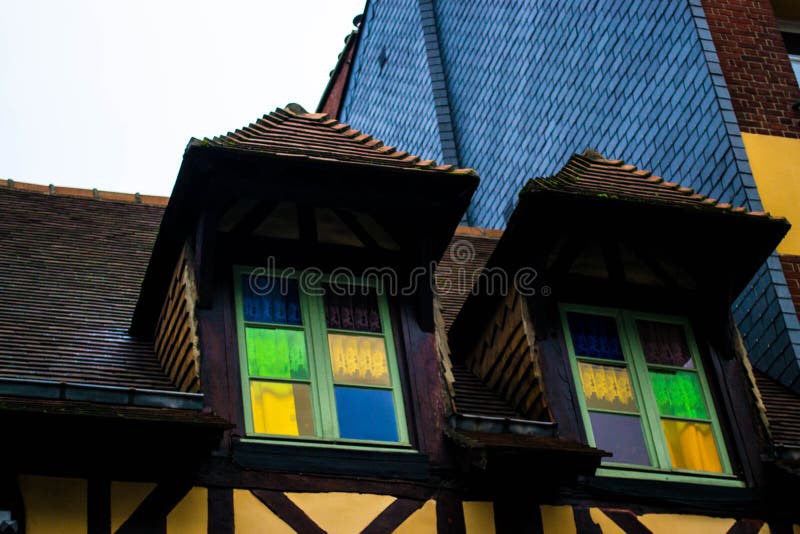 Colored windows stock photo. Image of wood, curtains - 74154760