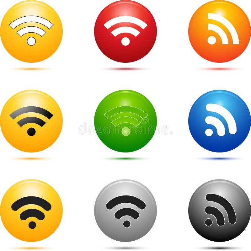 Colored Wireless Icons stock vector. Illustration of communicating ...