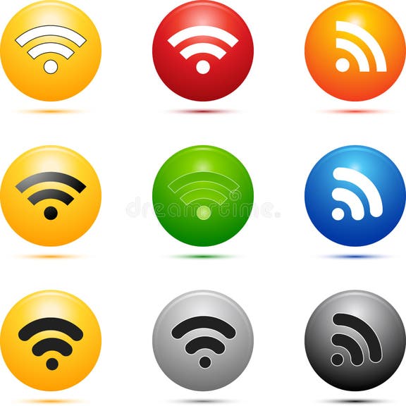 Colored Wireless Icons stock vector. Illustration of communicating ...