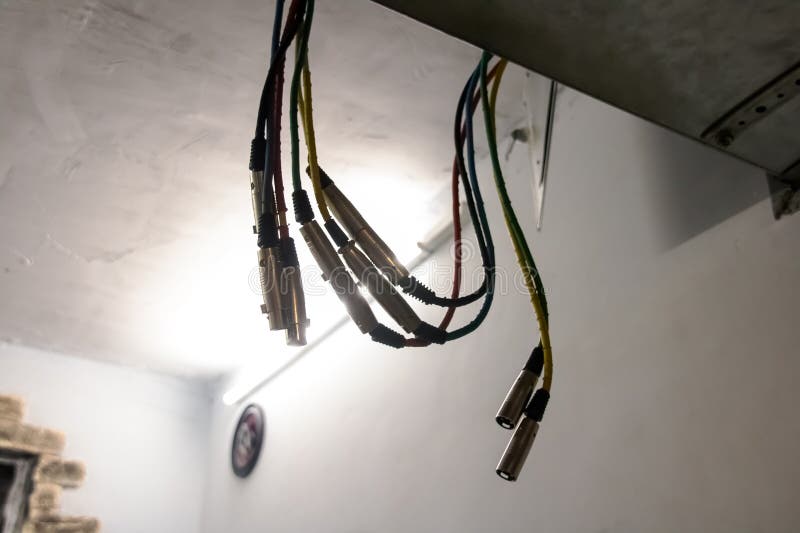 Colored Wires Hanging from the Ceiling Closeup Stock Photo - Image of ...