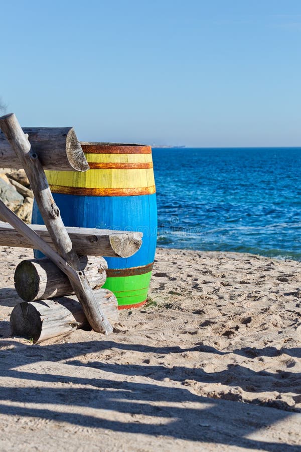 Colored wooden barrel stock photo. Image of bench, wooden - 113093670