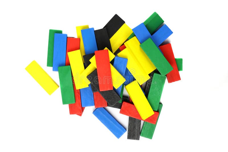 Colored Wooden Blocks, Bricks Isolated on White Stock Image - Image of ...