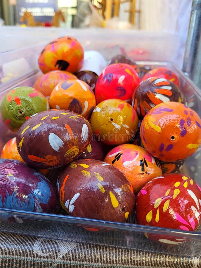 Colored wooden Easter eggs stock image. Image of eggs - 369565019