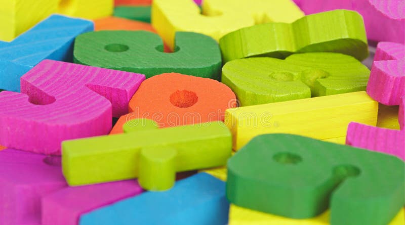 Colored Wooden Letters and Numbers Stock Image - Image of chaotic ...