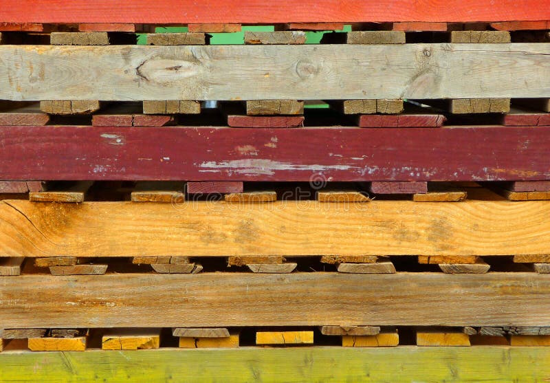 Colored Wooden Pallets - Close-Up Stock Photo - Image of factory ...