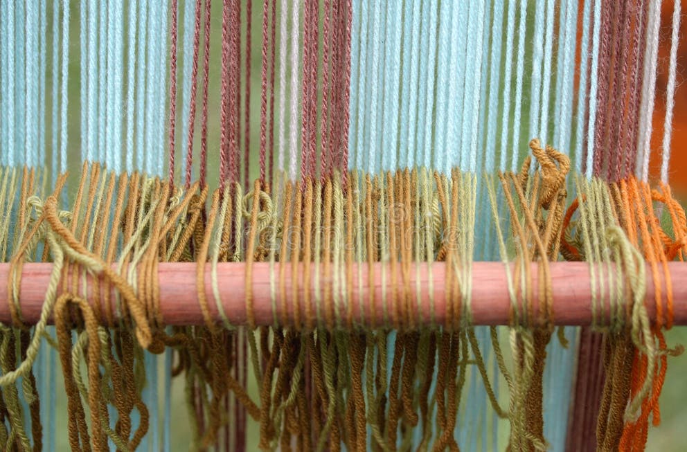 Colored Wool Thesis in Ancient Textiles Weaving Loom Stock Image ...