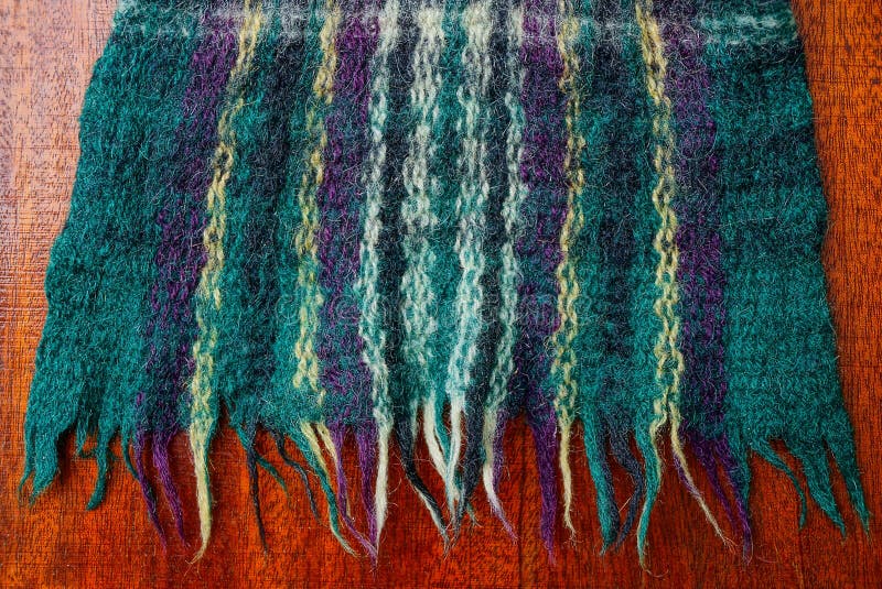 Colored Woolen Texture of a Scarf on the Table Stock Photo - Image of ...