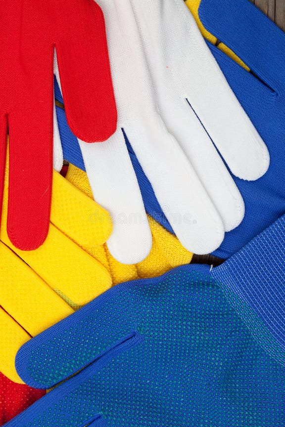Colored Work Gloves on the Display Stock Photo - Image of varicolored ...