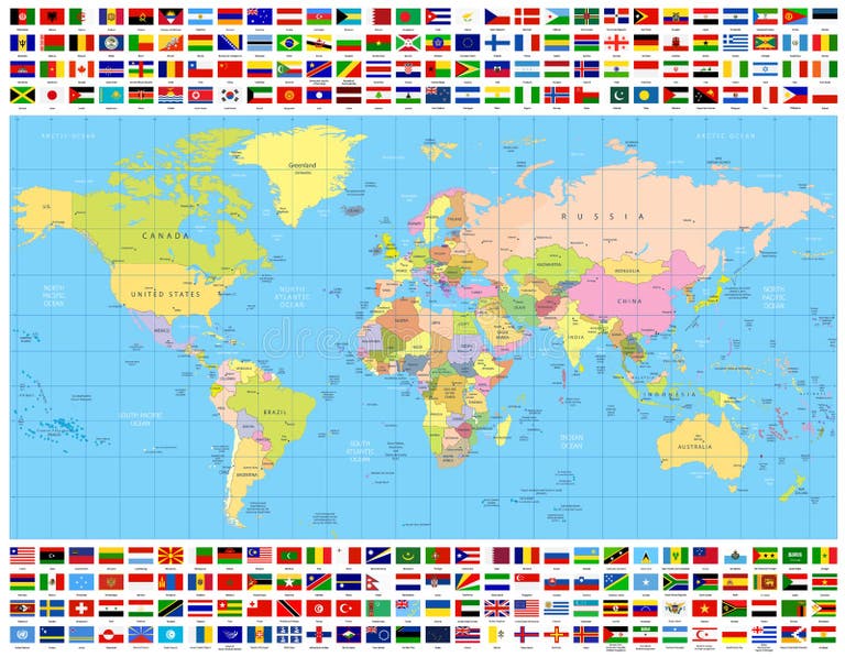 World Map Labeled Colored Stock Illustrations – 377 World Map Labeled ...