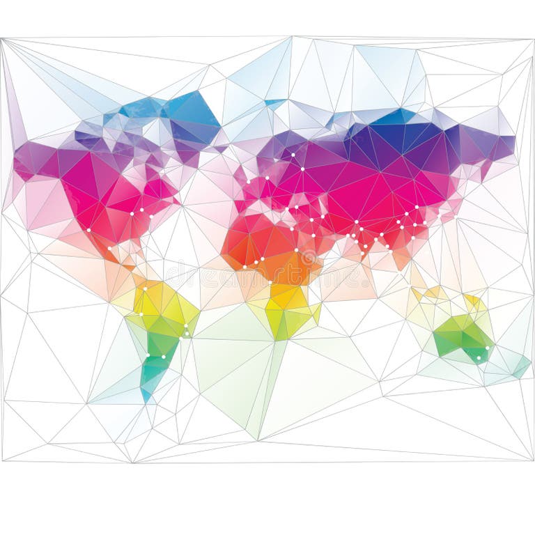 Colored World Map Triangle Design Stock Vector - Illustration of ...