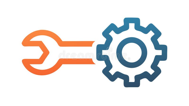 Colored Wrench and Gear Technical Settings Icon, Vector Design ...