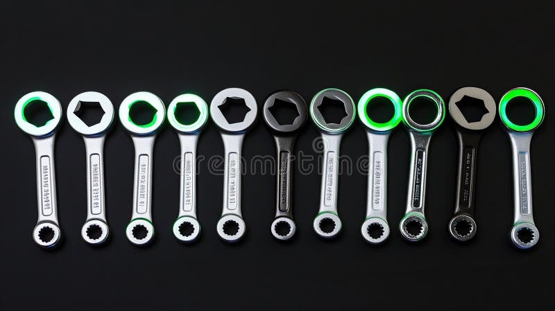 Colored Wrenches, Studio Shot, Black Background, Tool Set, Repair Stock ...