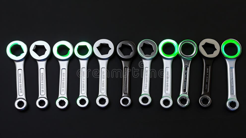 Colored Wrenches, Studio Shot, Black Background, Tool Set, Repair Stock ...