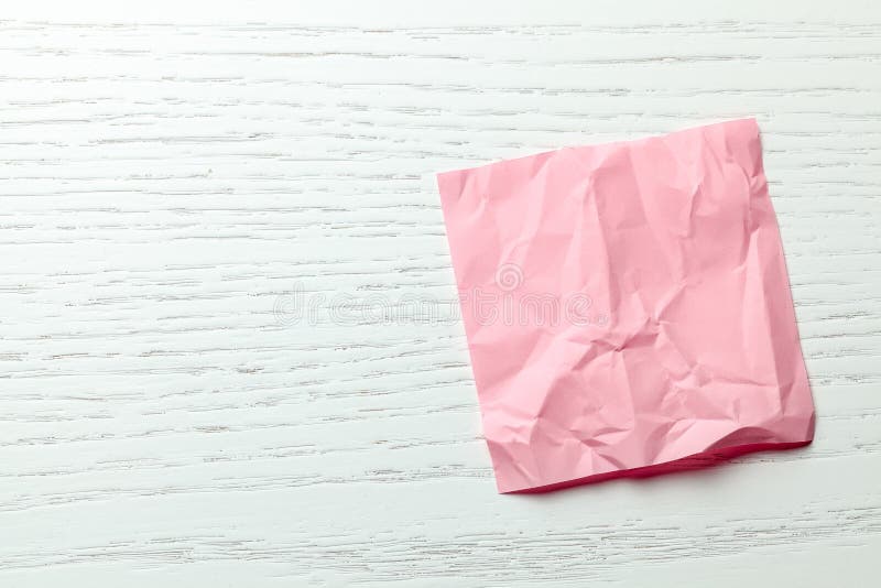 Colored Wrinkled Note Paper on White Wooden Table. Copy Space for Text ...