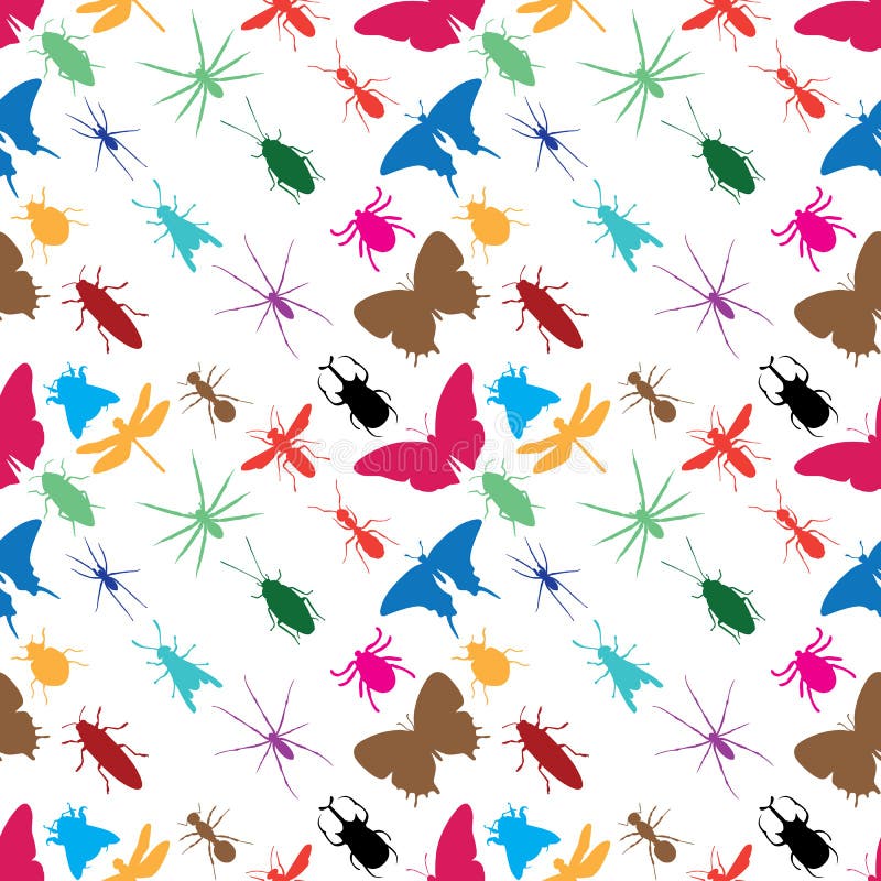 Colorez Les Icônes D'insectes De Forme Sans Couture Illustration de ...