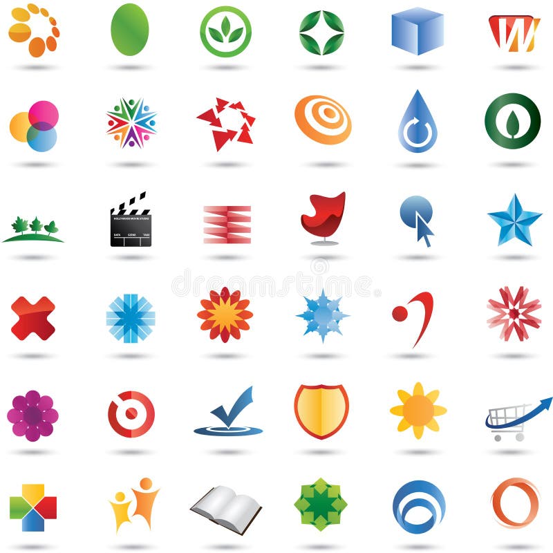 Colorful 36 Vector Logo Design Set Stock Vector - Illustration of ...