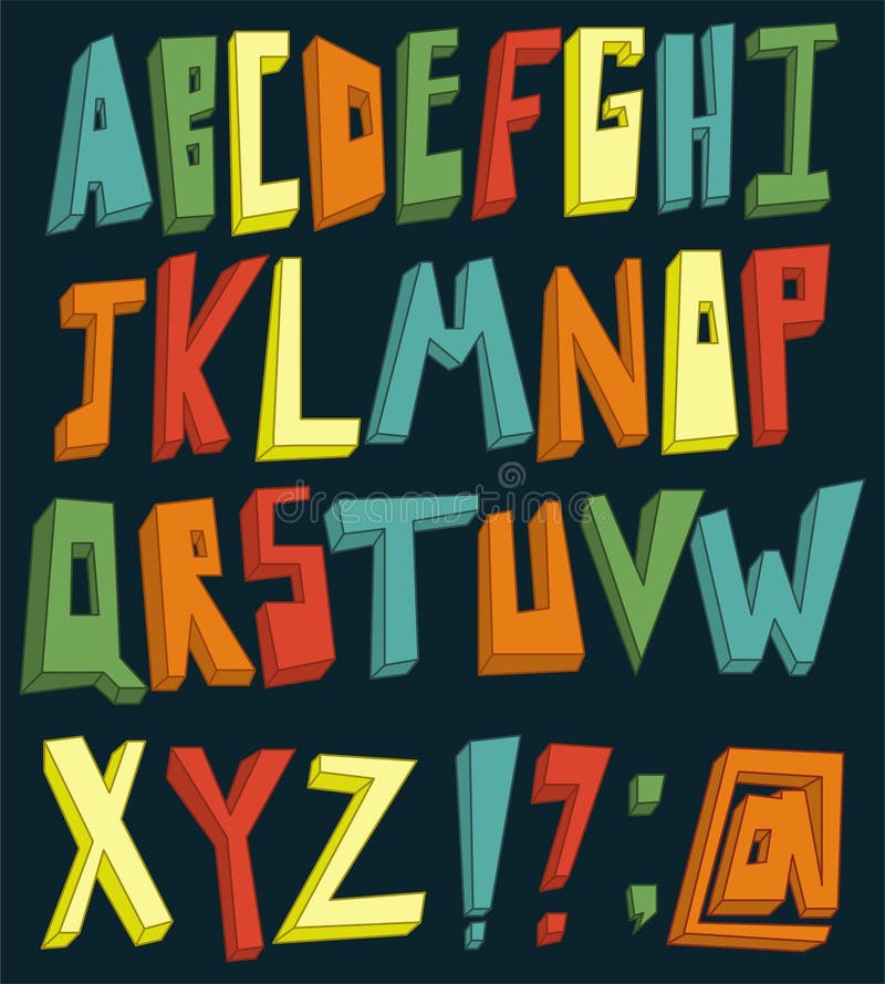 Funky Colorful Cartoon Font Type Alphabet Stock Vector - Illustration ...