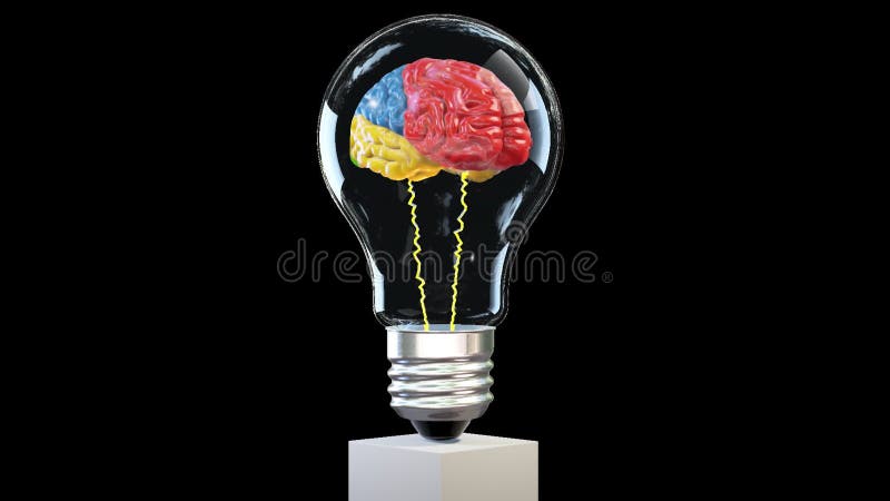 Colorful 3d Brain Rotating Inside a Lightbulb, Great Mind Concept, Loop ...