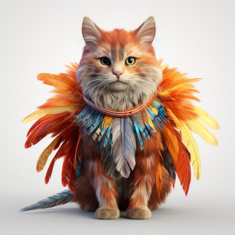 Colorful 3d Cat with Feathers Detailed Character Illustration in Unreal ...