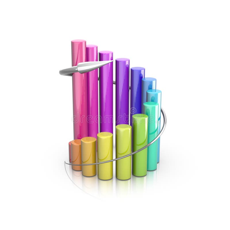 Colorful 3D graph stock illustration. Illustration of grow - 8256238
