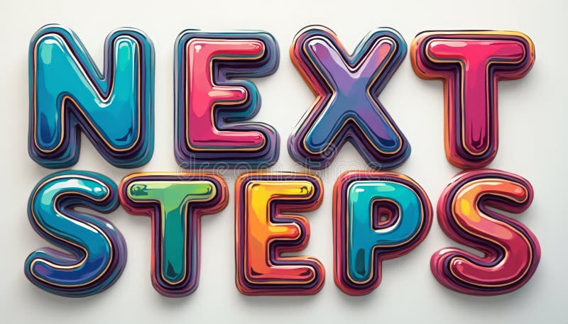 Colorful 3D Text Saying Next Steps Stock Image - Image of glossy ...