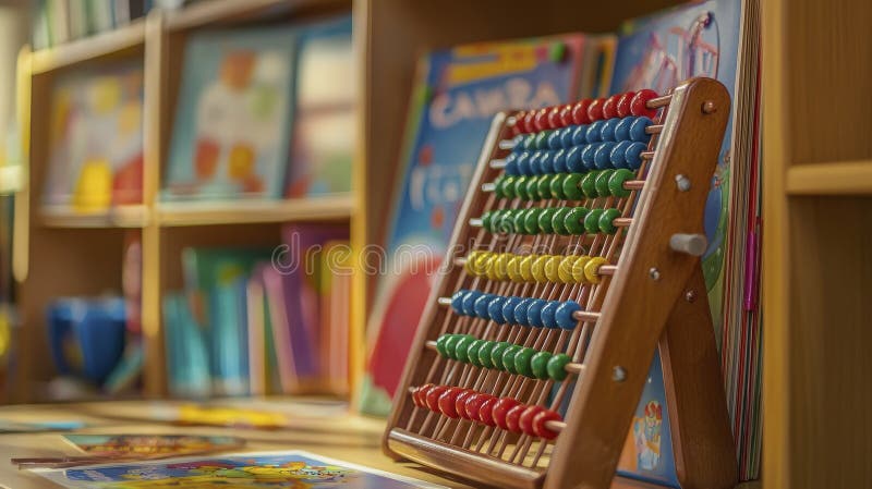 Colorful Abacus Learning Tool on Wooden Table Classroom Educational ...