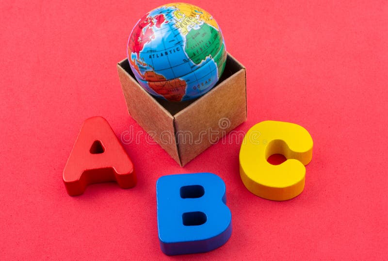Globe and Colorful ABC Letters Made of Wood Stock Image - Image of ...