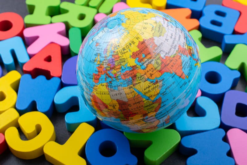 Globe and Colorful ABC Letters Made of Wood Stock Image - Image of ...