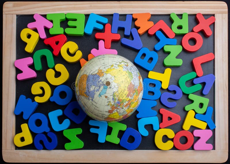Globe and Colorful ABC Letters Made of Wood Stock Photo - Image of ...