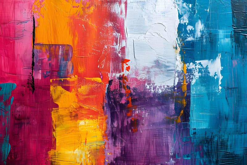 Colorful Abstract Acrylic Painting Stock Illustration - Illustration of ...