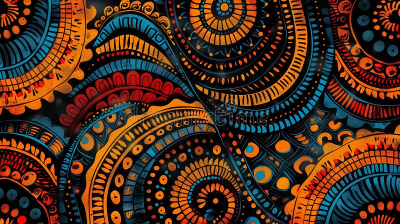 Colorful Abstract African Pattern with Circular Designs Stock ...