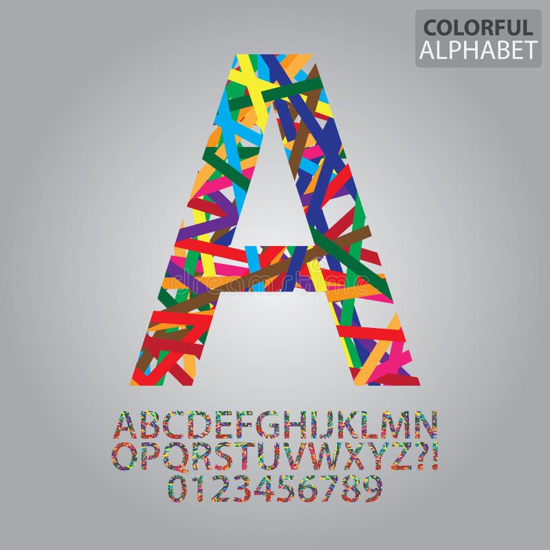 Colorful Abstract Alphabet and Numbers Vector Stock Vector ...