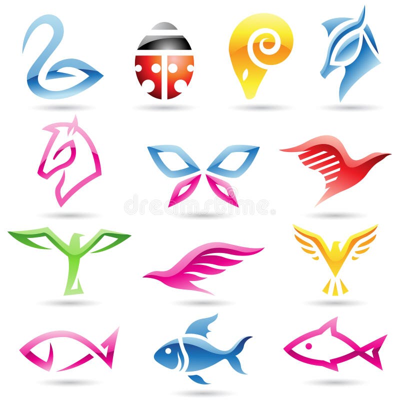 Colorful Abstract Animal Icons Stock Vector - Illustration of bird ...