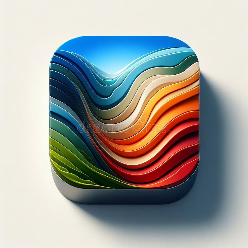 Colorful Abstract App Icon with Wave Patterns Stock Illustration ...