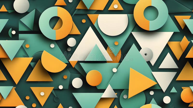 A Colorful Abstract Arrangement of Geometric Shapes and Patterns in a ...