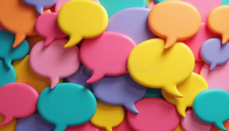 Colorful, Abstract Array of Overlapped Speech Bubbles in Various Sizes ...