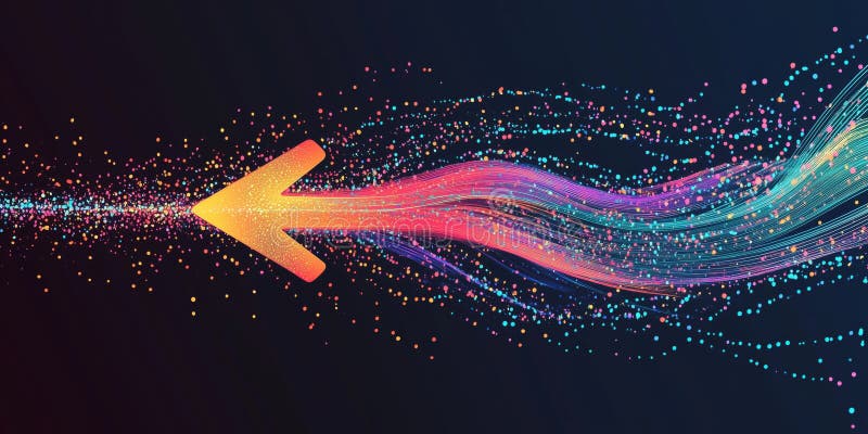 Colorful Abstract Arrow Design with Flowing Particles and Light Trails ...