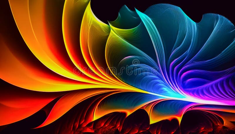 Colorful Abstract Art on Black Background. Generative AI Stock ...