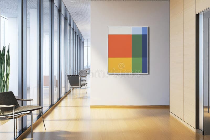 Colorful Abstract Art Brightens Modern Office Space with Geometric ...