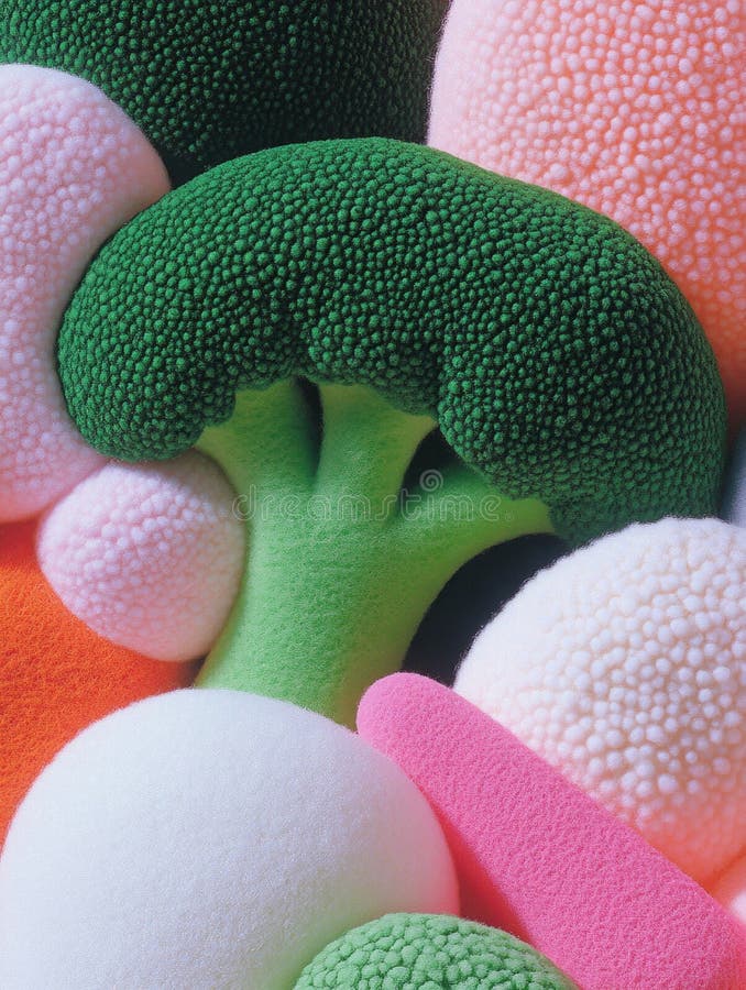 Colorful Abstract Art with Broccoli and Geometric Shapes Stock Photo ...