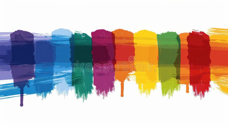 Colorful Abstract Art with Brush Strokes Creating a Vibrant Rainbow ...