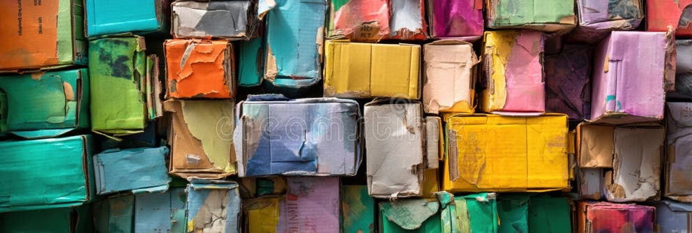 Colorful Abstract Art Created from Flattened Delivery Boxes in a ...