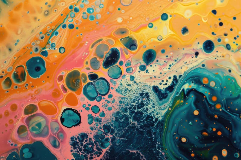 Colorful Abstract Art with Dripping Paint and Bubbles Stock Photo ...