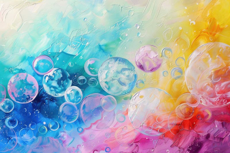Colorful Abstract Art with Dripping Paint and Bubbles Stock Image ...
