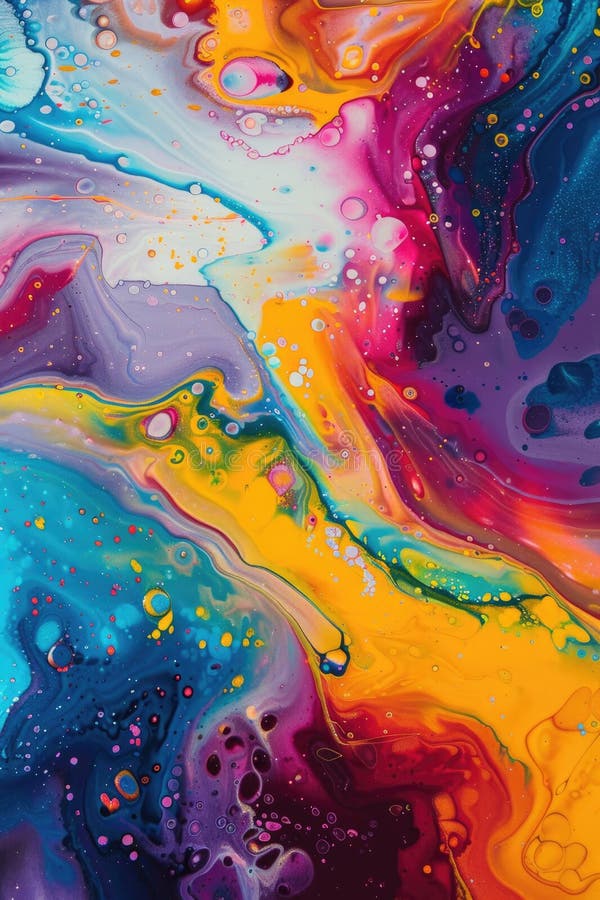 Colorful Abstract Art with Dripping Paint and Bubbles Stock Image ...
