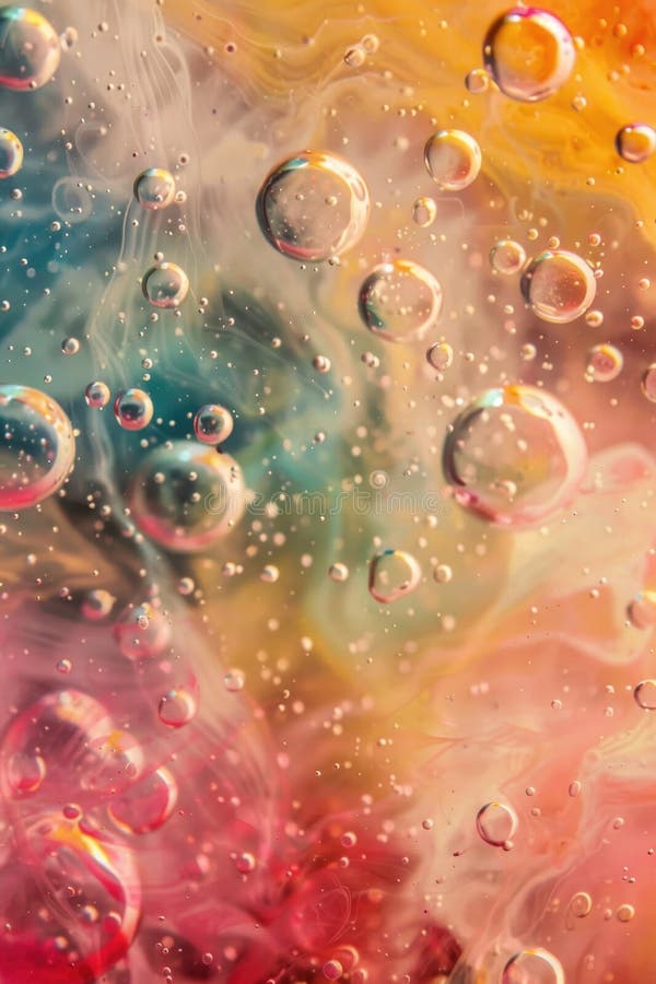 Colorful Abstract Art with Dripping Paint and Bubbles Stock ...