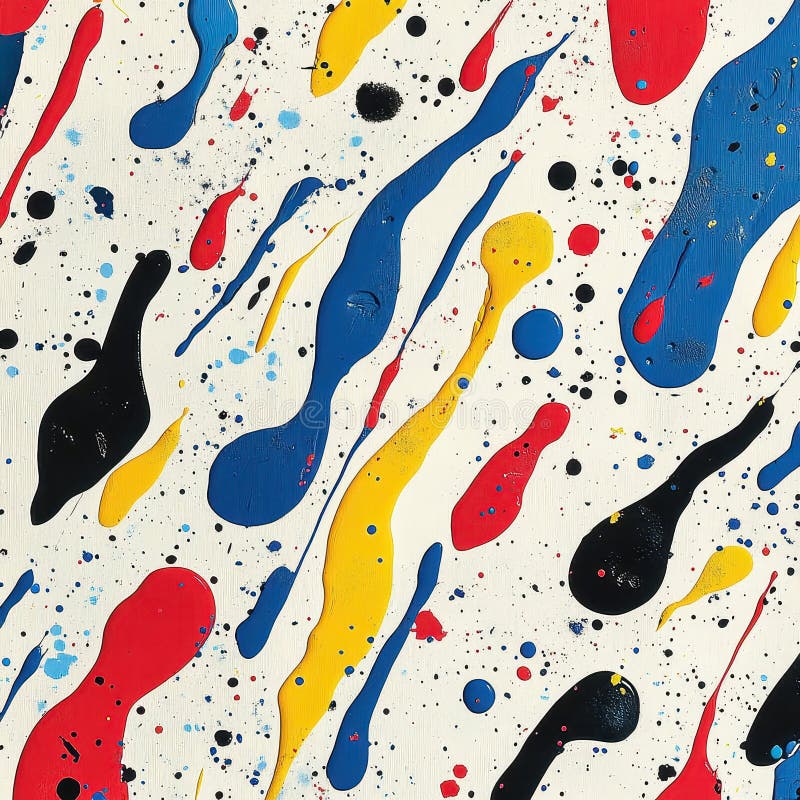 Colorful Abstract Art with Drips and Splashes on White Background Stock ...