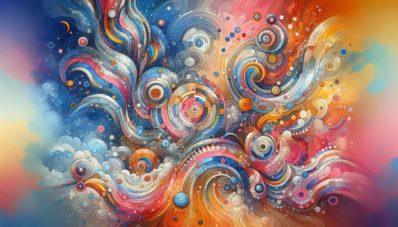 Colorful Abstract Art with Dynamic Curved Patterns Stock Photo - Image ...