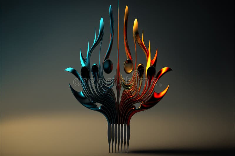 Colorful Abstract Art of a Fork Utensil Generated by Ai Stock Illustration - Illustration of ...